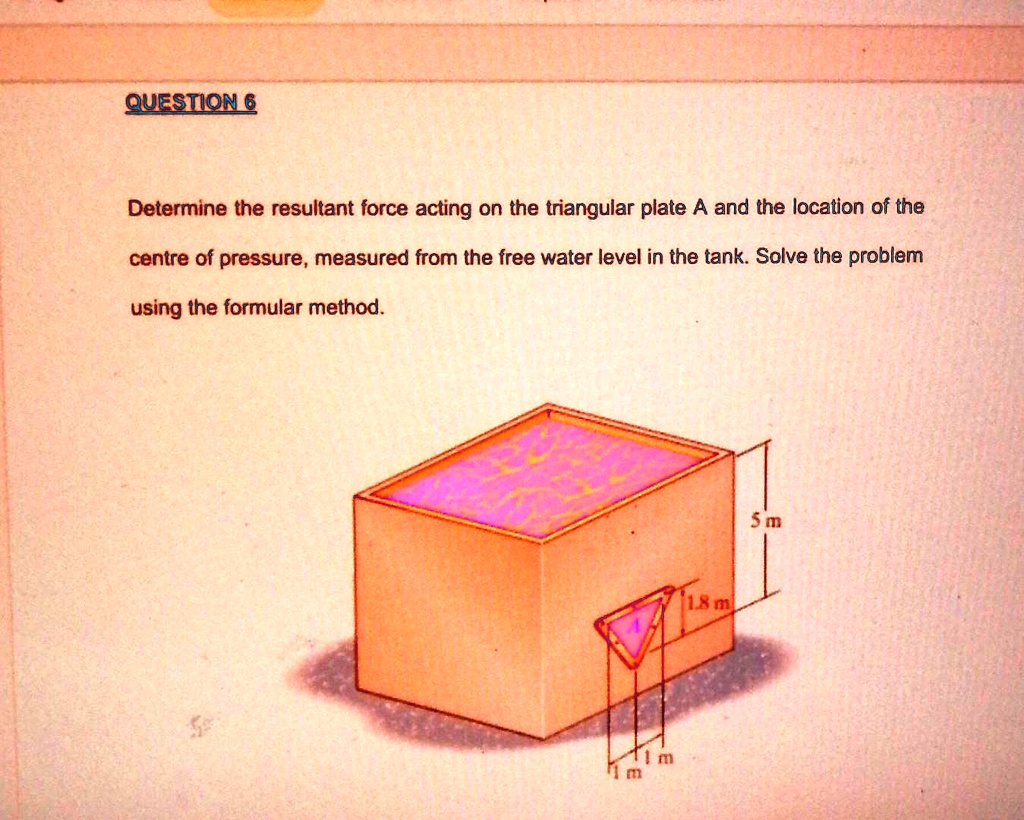 QUESTION 6 Determine the resultant force acting on the triangular plate A and the location of ...