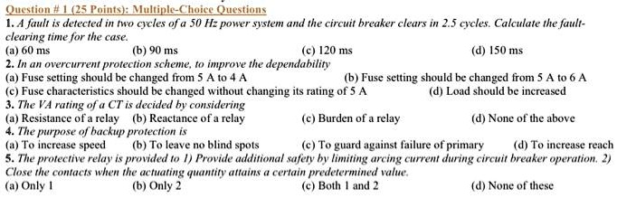 SOLVED: Question #1 (25 Points): Multiple-Choice Questions 1. A fault ...