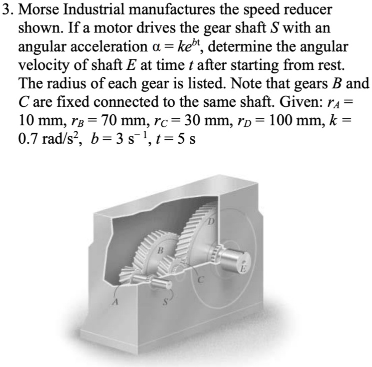 Morse Industrial manufactures the speed reducer shown. If a motor drives the gear shaft S with ...