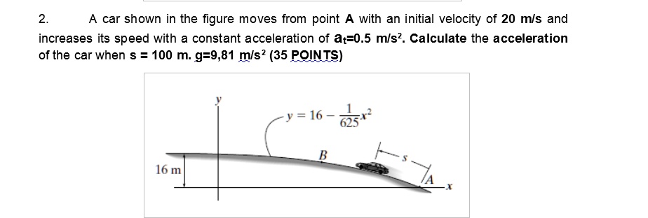 SOLVED: A car shown in the figure moves from point A with an initial ...