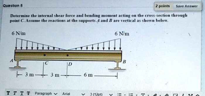 SOLVED: Determine the internal shear force and bending moment acting on the cross-section ...