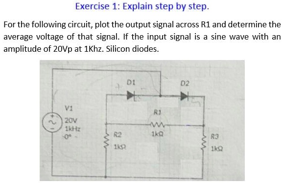 SOLVED: Exercise 1: Explain step by step. For the following circuit, plot the output signal ...