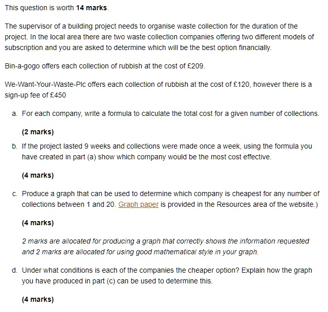 SOLVED: This question is worth 14 marks The supervisor of building project needs to organise ...