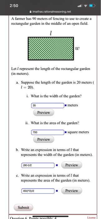 SOLVED: 2.50 Imatharatlon kreasoningnet farmer has 9 meters of fencing ...