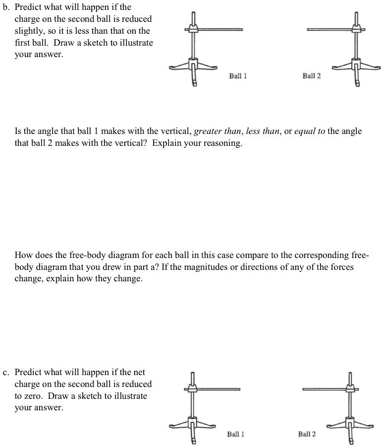SOLVED: Predict what will happen if the charge on the second ball is ...