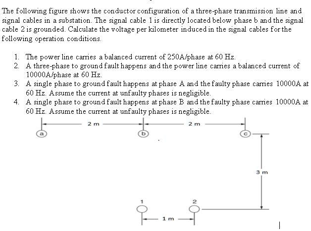 The following figure shows the conductor configuration of a three-phase ...