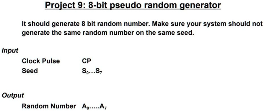 Solved Project 9 8 Bit Pseudo Random Generator The System Should 1958