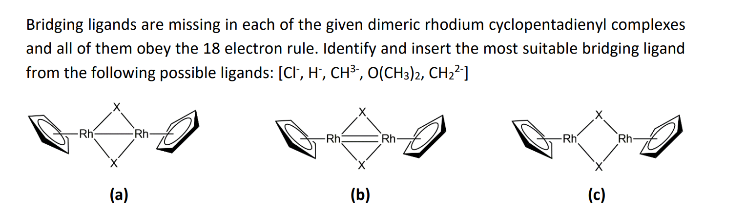 Bridging ligands are missing in each of the given dimeric rhodium ...