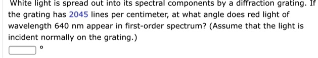 White light is spread out into its spectral components by a diffraction ...