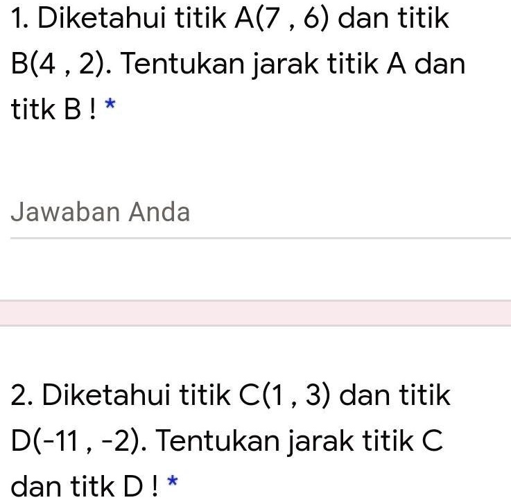SOLVED: tolong mungkin ada yang bisa 1. Diketahui titik A(7 6) dan ... SOLVED: tolong mungkin ada yang bisa 1. Diketahui titik A(7 6) dan ...