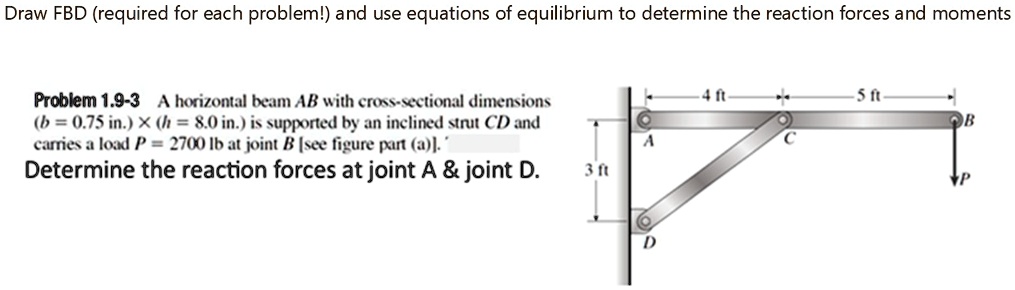 draw fbd required for each problem and use equations of equilibrium to determine the reaction ...
