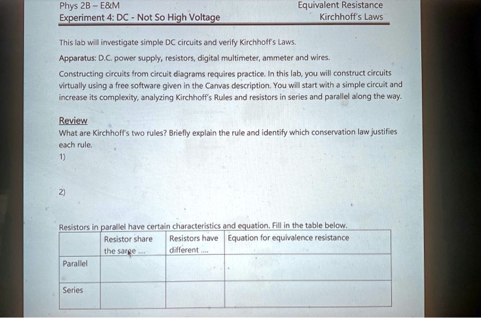 SOLVED: Phys 2B E M Experiment 4: DC Not So High Voltage Equivalent ...