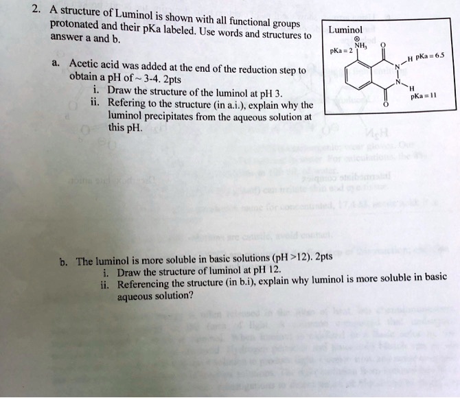 SOLVED: A structure of Luminol is protonated and theit K.s Iaheled 'Uis ...