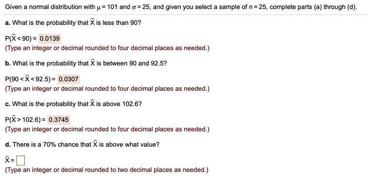 given norma distribution with 101 and and given you select sample of n ...
