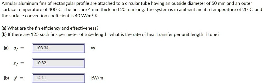 Annular aluminum fins of rectangular profile are attached to a circular ...