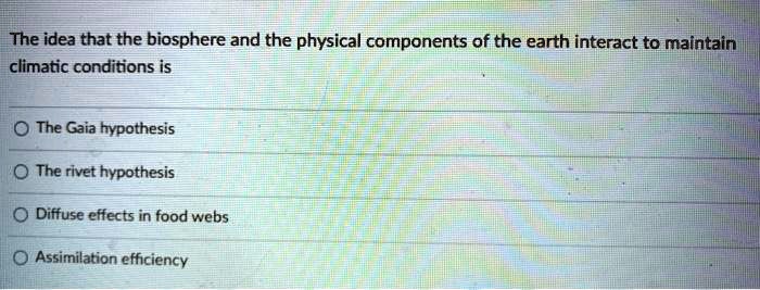 SOLVED: The idea that the biosphere and the physical components of the ...