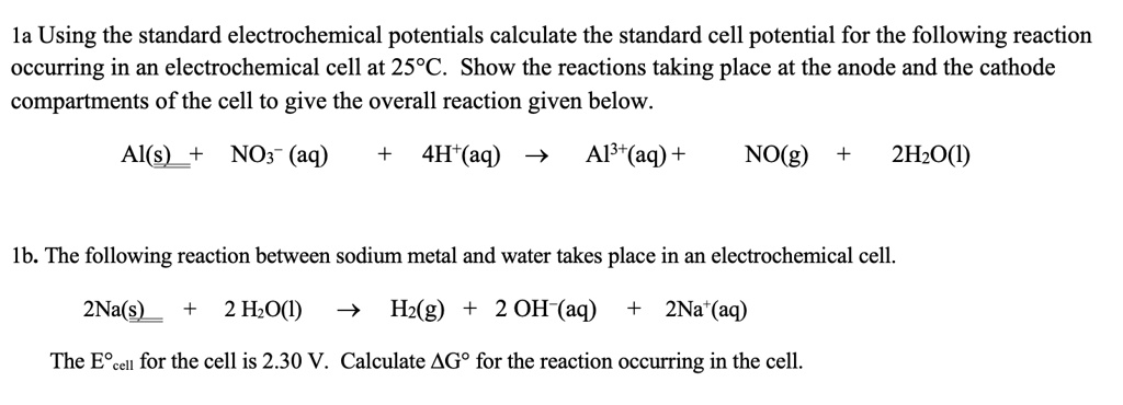SOLVED: This is the question: Using the standard electrochemical ...