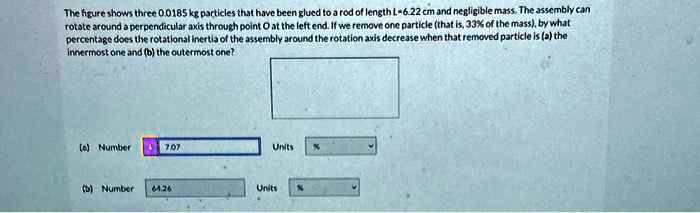 SOLVED: The figure shows three 0.0185 kg particles that have been glued ...