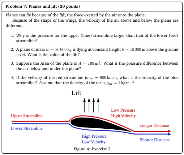 SOLVED: Problem 7: Planes and Lift (20 points) Planes can fly because of the lift, which is the ...