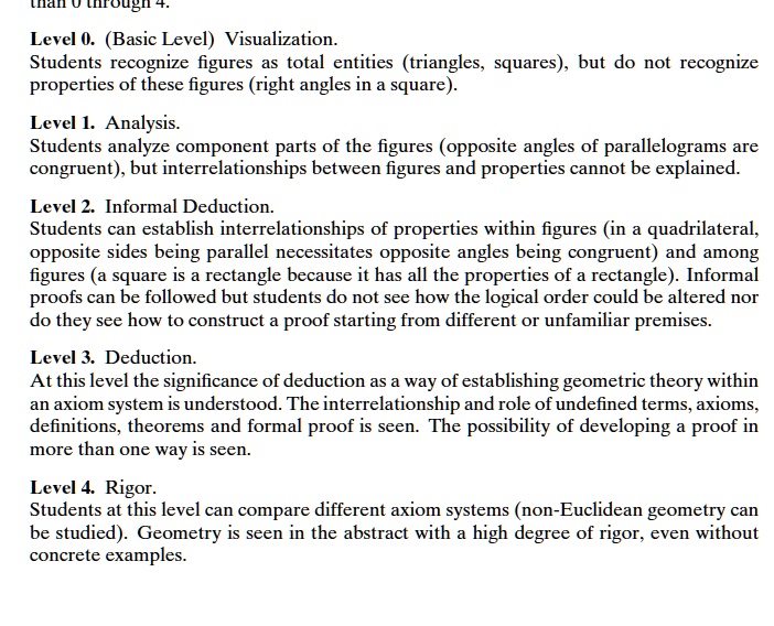 Level 0. (Basic Level) Visualization. Students recognize figures as ...
