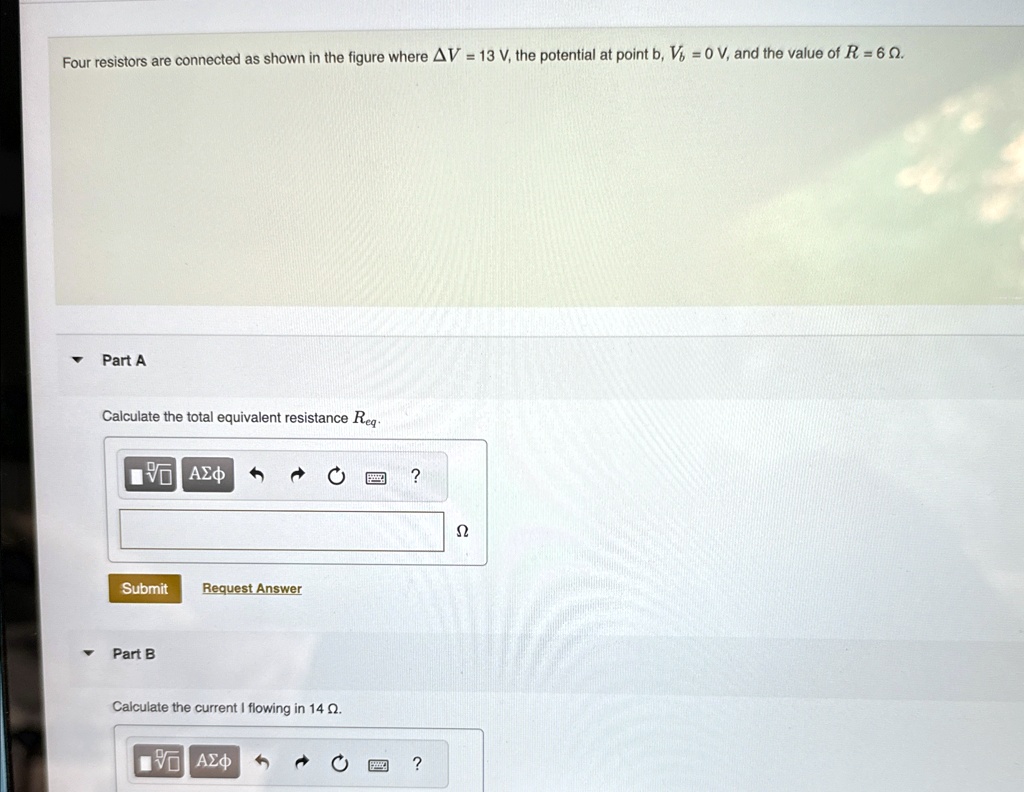 four resistors are connected as shown in the figure where delta v13v ...