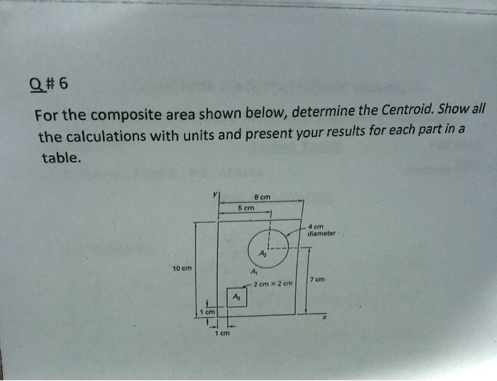 SOLVED: Q#6 For the composite area shown below, determine the Centroid ...