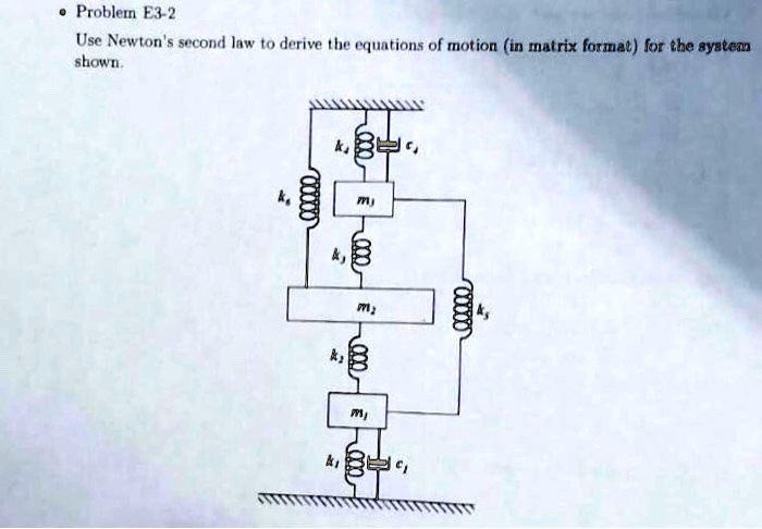 SOLVED: Problem E3-2 Use Newton's second law to derive the equations of motion (in matrix format ...