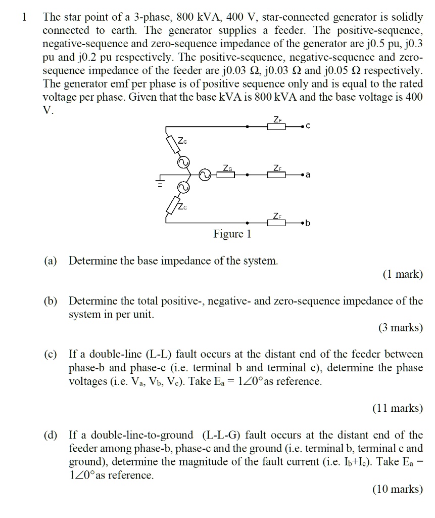 SOLVED: 1 The star point of a 3-phase, 800 kVA, 400 V, star-connected ...