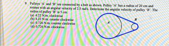 Pulleys A' and B" are connected by a belt as shown. Pulley A has a ...