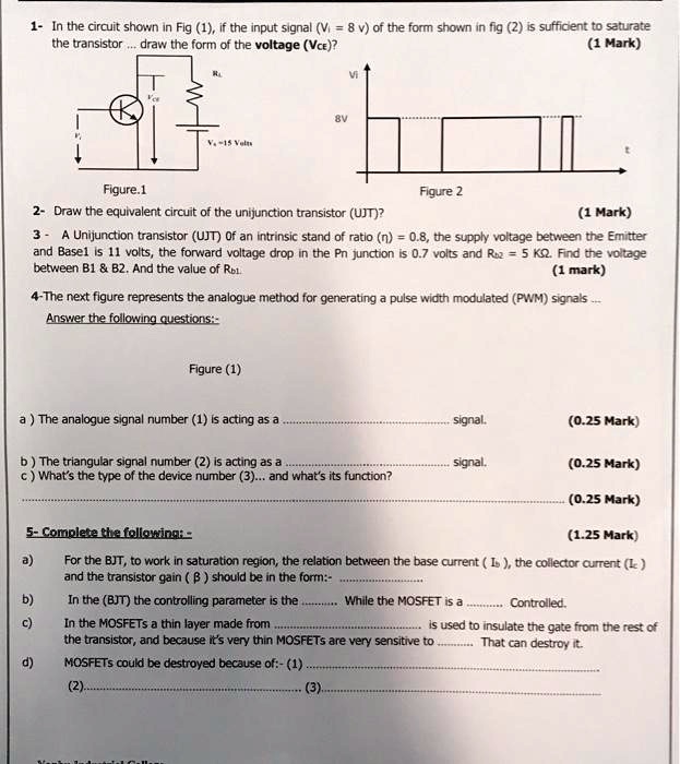 SOLVED: In the circuit shown in Figure 1, if the input signal V = 8V of ...