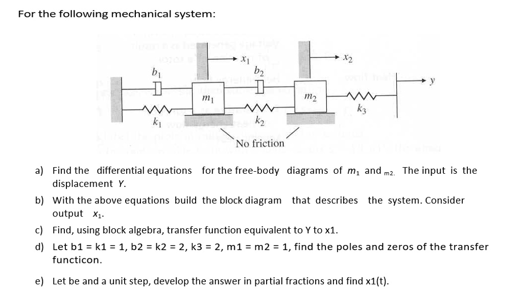 do not write in cursive script for the following mechanical system i m2 no friction find the ...