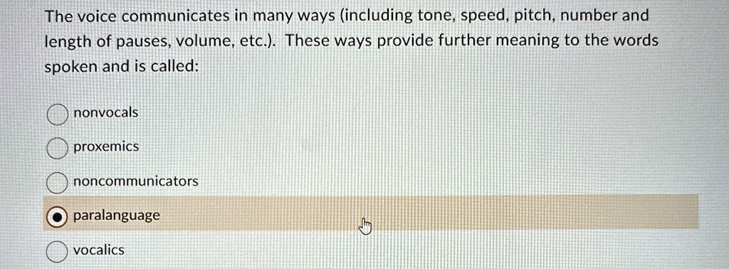 The voice communicates in many ways (including tone, speed, pitch ...