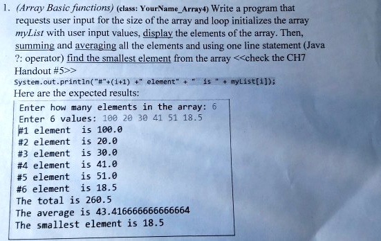 Solved Larray Basic Functionsclassyournamearray4 Write A Program That Requests User Input For 9463