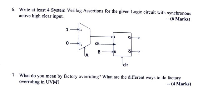6 Write At Least 4 System Verilog Assertions For The Given Logic Circuit With Synchronous Active
