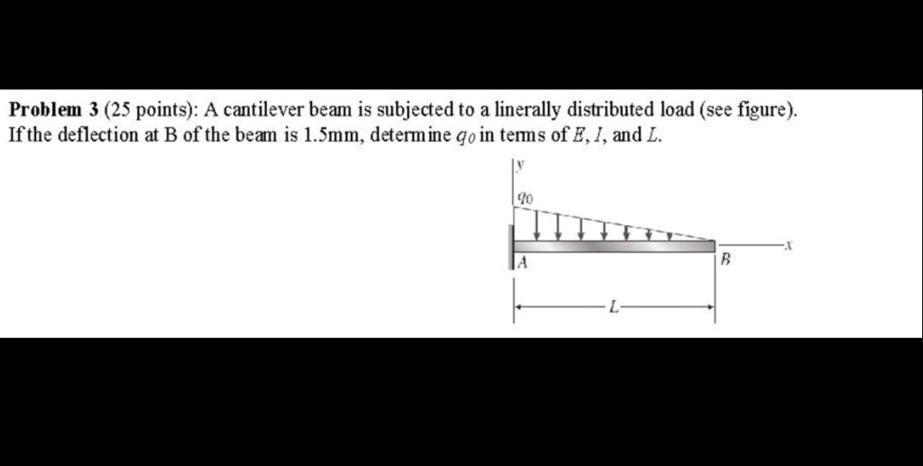 SOLVED: Problem 3 (25 points): A cantilever beam is subjected to a ...