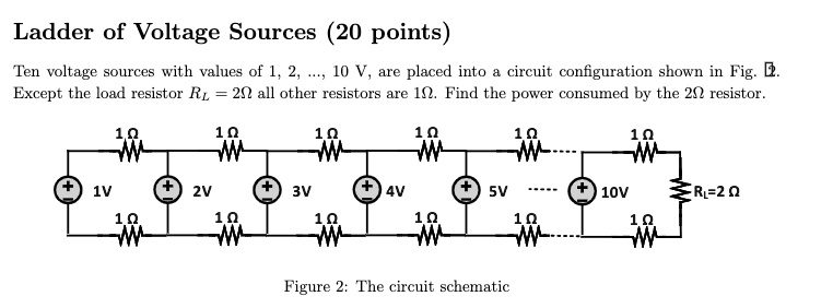 Ladder of Voltage Sources (20 points) Ten voltage sources with values ...