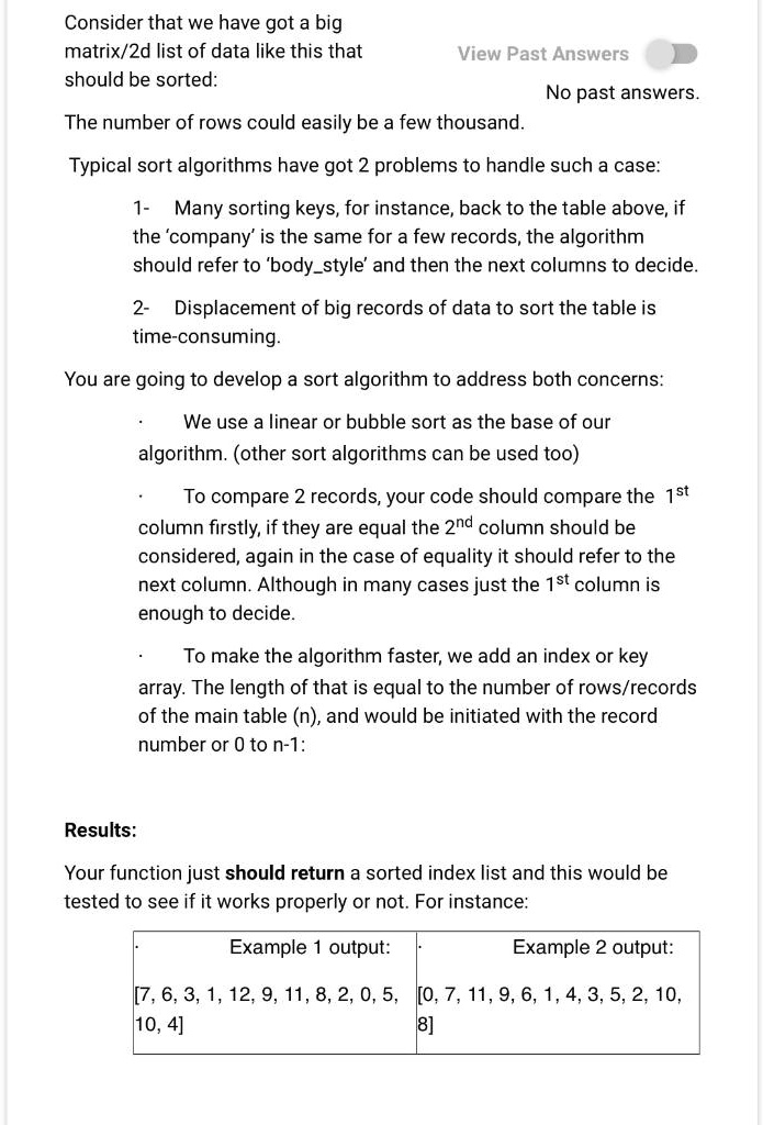 Index Or Key Sorting Python Consider That We Have Got A Big Matrix2d List Of Data Like This That