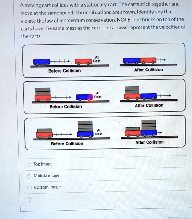 amoving cart collides with a stationary cart the carts stick together ...
