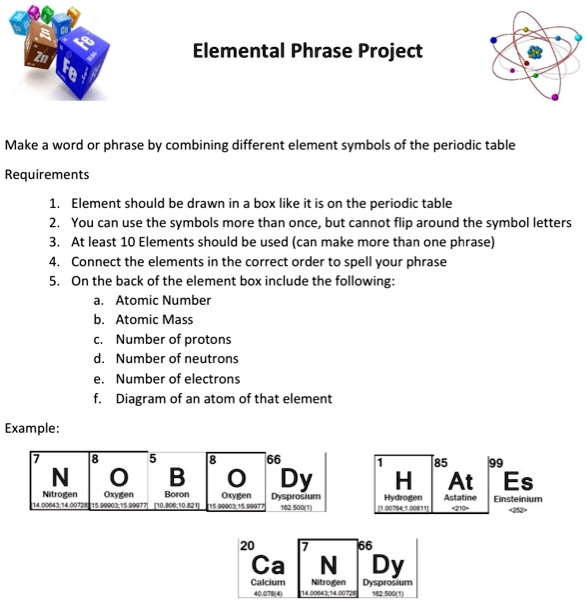 SOLVED:48 6e Elemental Phrase Project Make word or phrase by combining ...