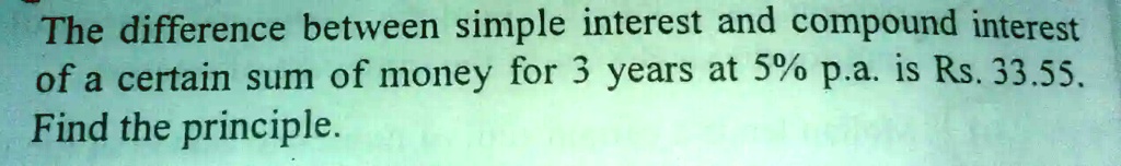SOLVED: The difference between simple interest and compound interest of a certain sum of money ...