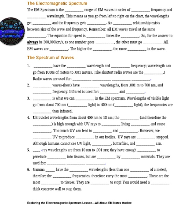 SOLVED: The Electromagnetic Spectrum The EM Spectrum is the range of EM ...