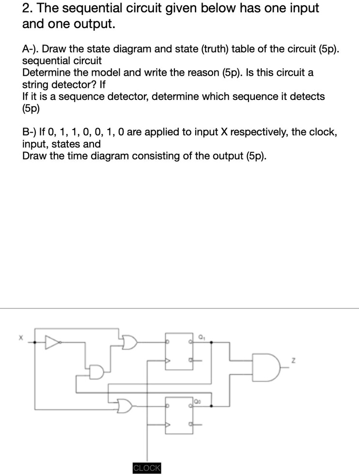 SOLVED: The sequential circuit given below has one input and one output. A-). Draw the state ...