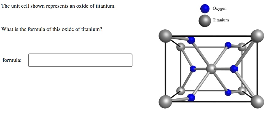 The unit cell shown represents an oxide of titanium. What is the ...