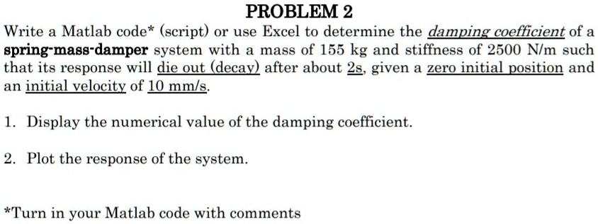 Solved Problem 2 Write A Matlab Code Script To Use Excel To 7511