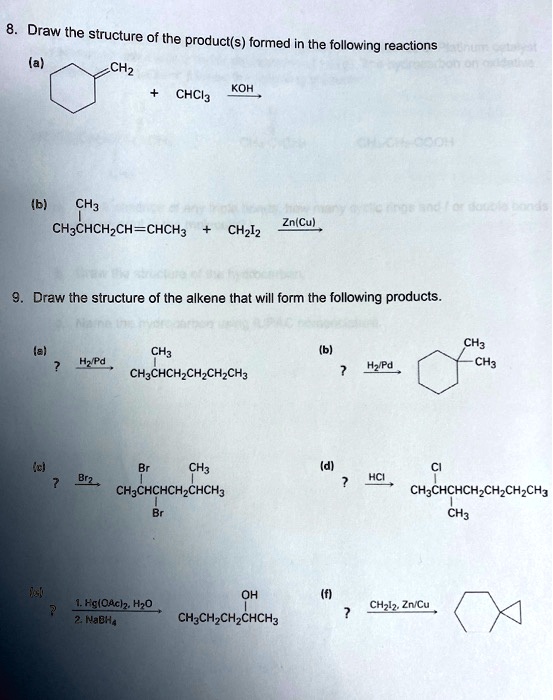 SOLVED: Draw the structure of the product(s) formed in the following reactions: CH3CHCl + KOH ...