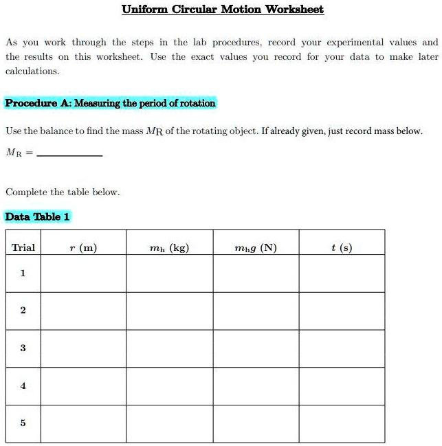 SOLVED:Uniform Circular _Motion_Worksheet YOu work through the steps ...