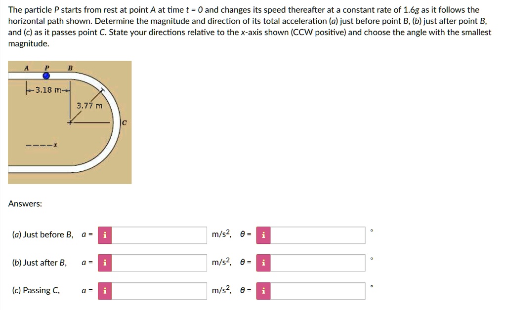 SOLVED: The particle P starts from rest at point A at time t = 0and changes its speed thereafter ...