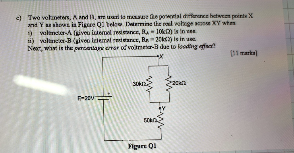 c two voltmeters a and b are used to measure the potential difference between points x and y as ...