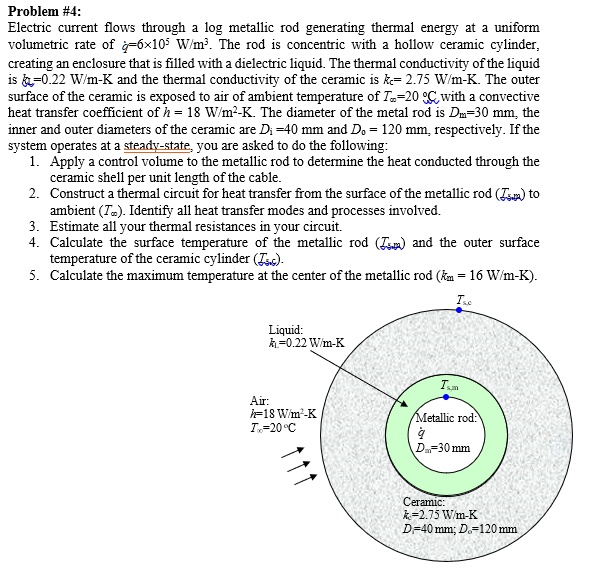 Problem #4: Electric current flows through a log metallic rod ...