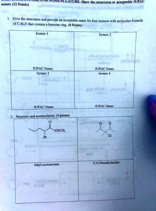 lature show the structures acccptable upac iimics 42 points give the ...